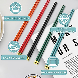5 Pairs Chopsticks Premium Reusable Dishwasher Safe, 9.6 inch/24.3cm Chopsticks, Matte Non-Slip Chopsticks, Chinese Style Japanese Korean Chop Sticks for Food & Cooking, Dome-Dark Colorful