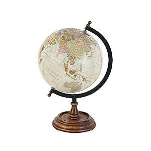 Deco 79 Mango Wood Globe with Wood Base, 9" x 8" x 13", Brown