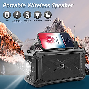 CMXLTECH 301 Portable Bluetooth Speaker with Solar Charge,Wireless Speaker Audio with Outdoor Emergency Flashlight,Longer Playtime Fun Party Light High Power Speaker for Indoor or Outdoor Use