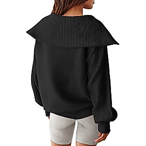 ANRABESS Womens Oversized Half Zip Pullover Sweatshirts Long Sleeve Lapel 1/4 Quarter Zip Up Hoodie Sweater 2023 Trendy Teen Girls Fall Y2k Clothes 808heise-M Black