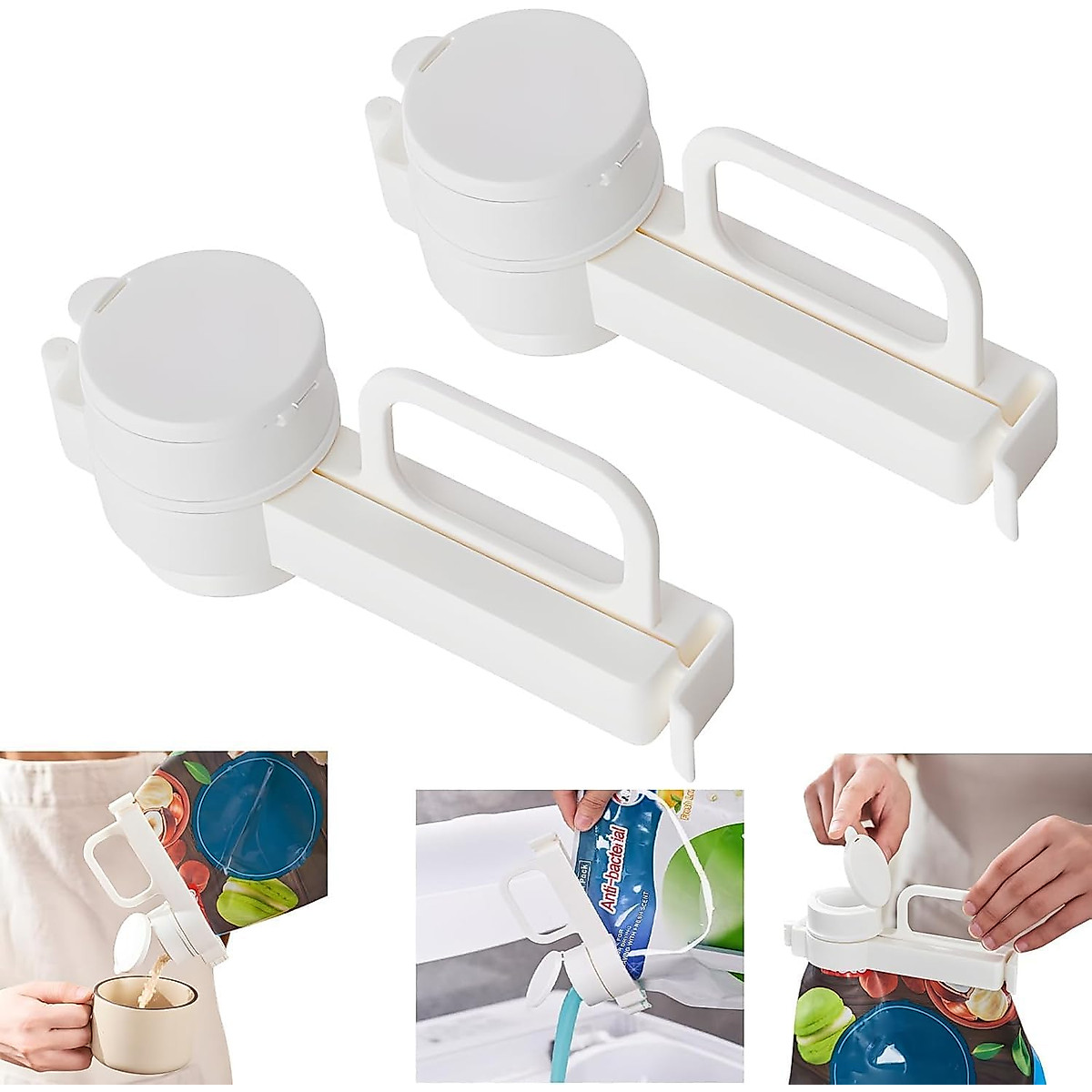 2PCS Food Bag Clips with Pour Spout Food Bag Clip with Pour Spout Bag Spout Clip Suitable for Flour, Snack Bags Clips for Kitchen Bag Sealing Clip with Pour Spout Bag Clips for Food Storage (2PCS)