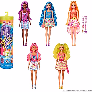 Barbie Color Reveal Doll & Accessories For 3 years and up Neon Tie-Dye Series, 7 Surprises, 1 Barbie Doll (Styles May Vary)