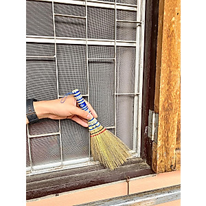 Small Corn Wisk Brush Broom 11 Inch Indoor Heavy Duty Multi Surface Hard & Soft Floor Home Office Cleaning Tool Supplies 100% Handmade for Household Sweeping Indoor Outdoor (staw Soft Broom)