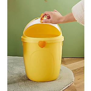 JEIMALEN Kids Trash Can with Lid Bedroom Boys and Girls Room Plastic Garbage Can Bedroom 2 Gallon Small Cartoon Trash Can for Children Waste Basket (1, Yellow)