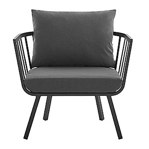 Modway Riverside Patio Aluminum Armchair Charcoal Outdoor Furniture, Gray Charcoa