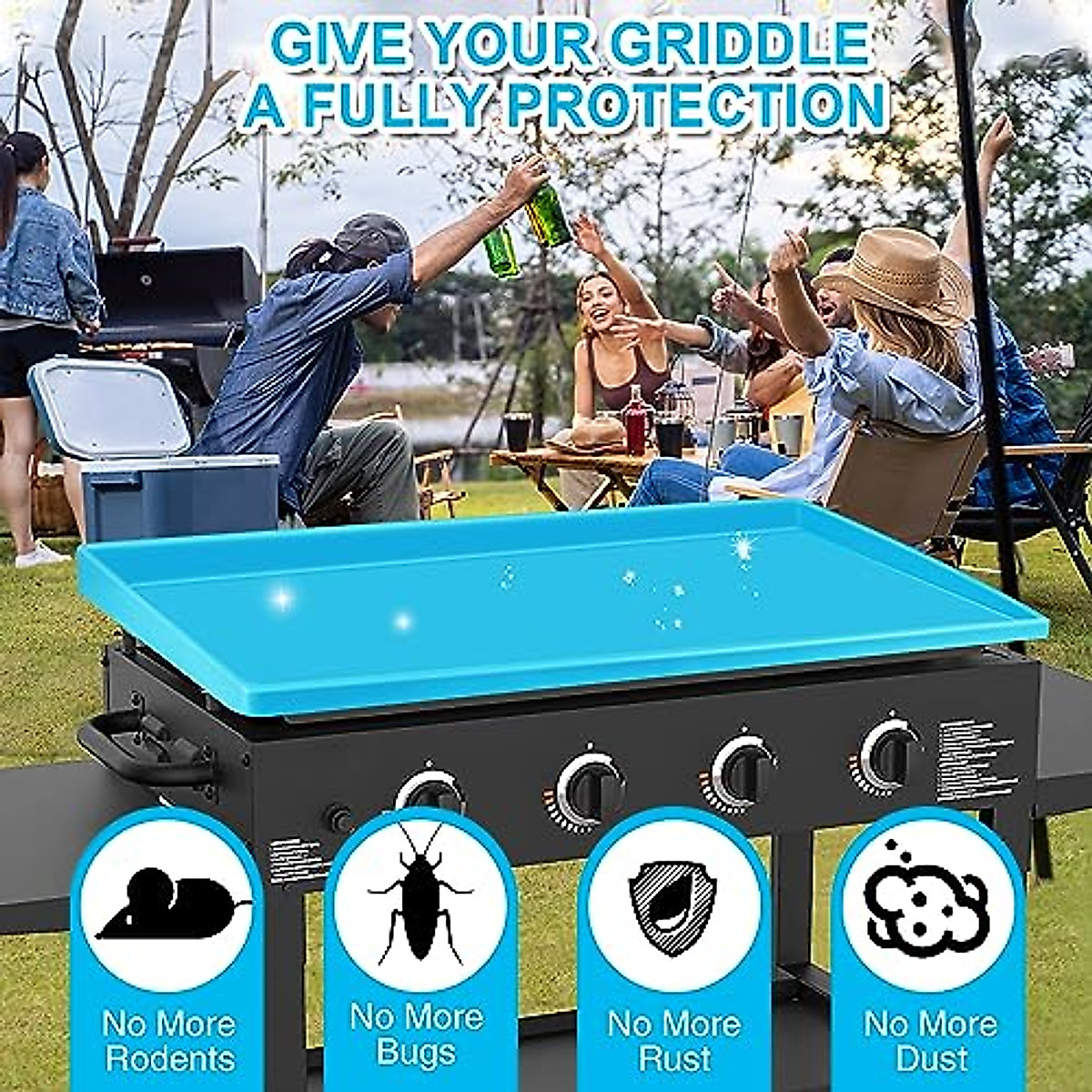 Eibodian Silicone Griddle Mat for 36" Blackstone, Upgraded Full-edge Blackstone Griddle Cover, Heavy Duty Food Grade Silicone Grill Mat Protects Grill Year-Round from Debris, Insects, and Rust