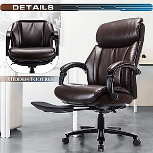 COLAMY Big and Tall Office Chair with Footrest 400lbs, Heavy Duty High Back Ergonomic Home Office Computer Chair - Thick Bonded Executive Chair with Wide Seat for Adult Work and Study, Black