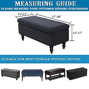 HFCNMY Storage Ottoman Cover,Stretch Rectangle Storage Bench Cover Knitted Jacquard Ottoman Covers Rectangle Folding Storage Bench Ottoman Cover Footrest Stool Slipcover Black Small