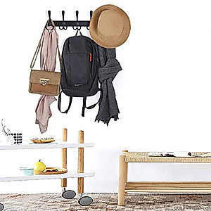 WEBI Coat Rack Wall Mounted Black,5 Tri Hooks for Hanging Coats,Wall Coat Hanger,Jacket Hanger,Wall Rack for Clothes,Backpack