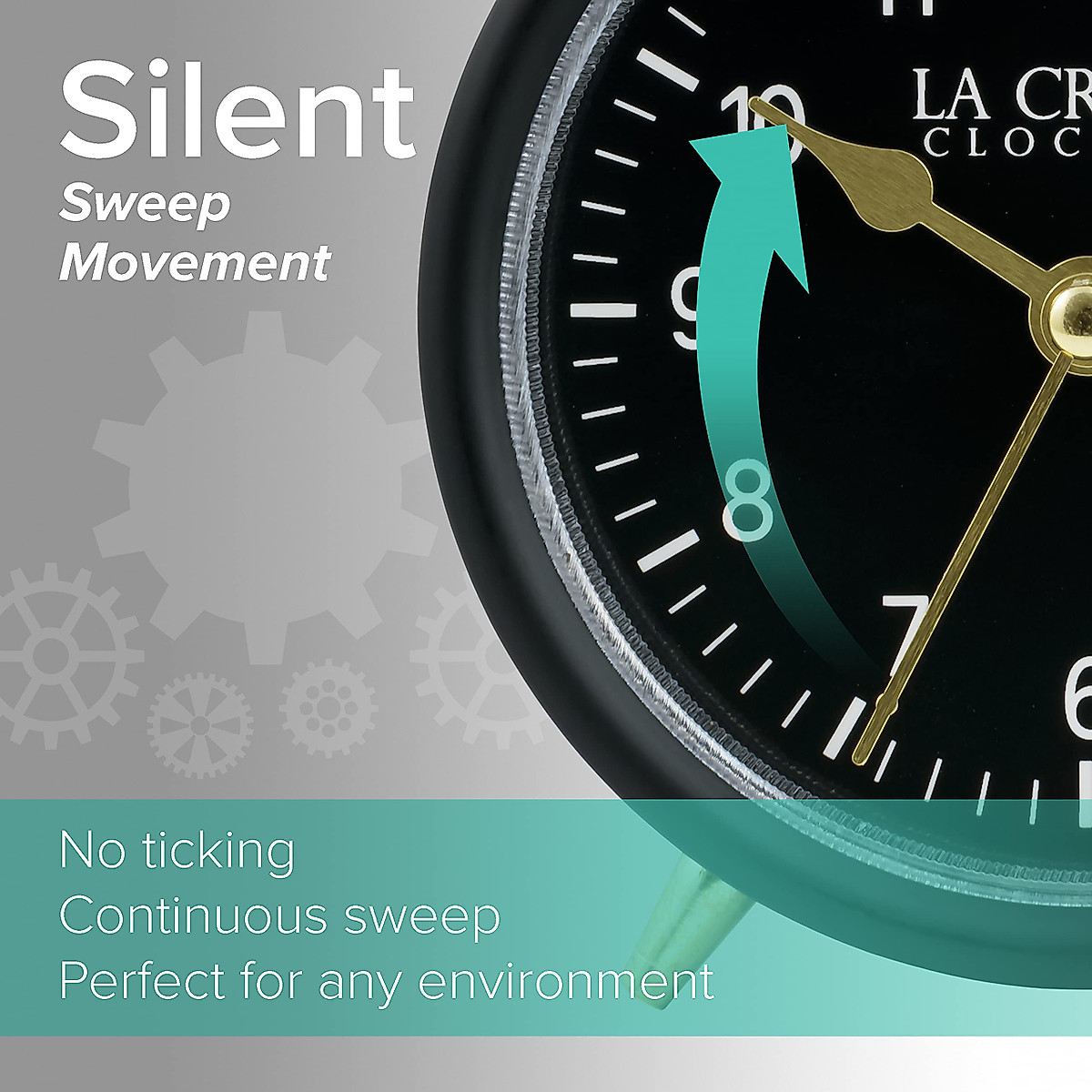 La Crosse 617-3314BG Black Twin Bell Quartz Alarm Clock