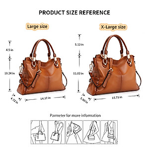 Kattee Women's Vintage Genuine Leather Tote Handbag Purse Crossbody Satchel Bag Soft Leather Shoulder Bag (Brown)