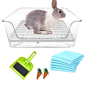 Hamiledyi Rabbit Litter Box Potty Small Animal Bunny Litter Toilet Plastic Square Cage Litter Box Training for Guinea Pigs Chinchilla Ferret and Small Furry Animals(10pcs) (White)