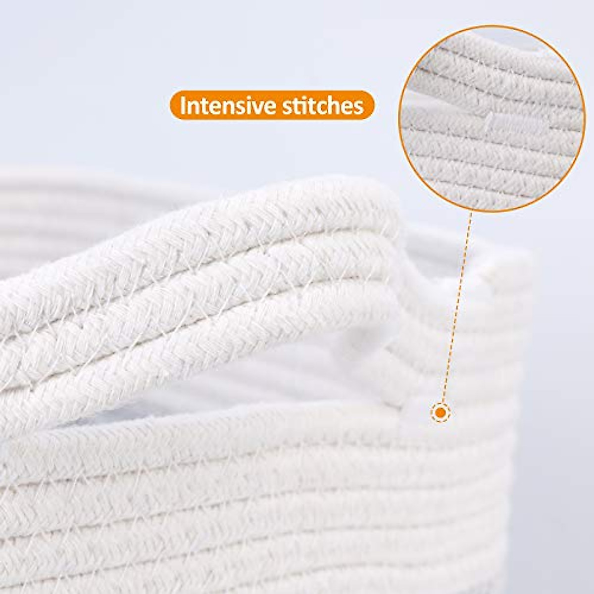 SAILARY Cotton Rope Woven Basket XX Large Size 20"x20"x13.5"- For Home Decoration, Baby Nursery Bins & Boxes Storage, Laundry and Organization Basket