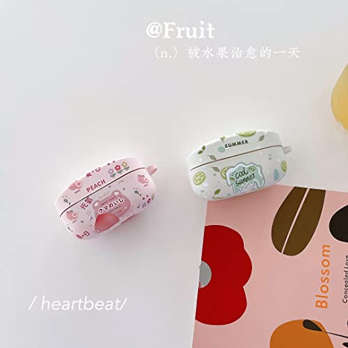 Joie & Joho Compatible with Sony WF-1000XM4 Case, Pink Peach Case for Earbuds Men Teens Boys Women Soft Silicone Keychain Accessories