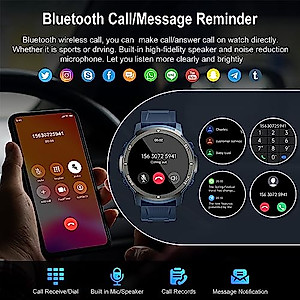 Basznrty Smart Watch for Men Fitness: (Make/Answer Call) Bluetooth Military Smartwatch for Android iPhone Phones Waterproof Outdoor Tactical Digital Sport Run Watches Tracker Sleep Heart Rate Monitor