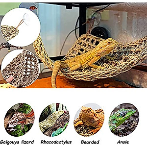 2 Pack Reptile Lizard Bearded Dragon Hammock,Reptile Lounger,100% Natural Grass Fibers Hammock Bed for Bearded Dragons, Geckos, Iguanas, Hermit Crabs (Triangular + Rectangle)