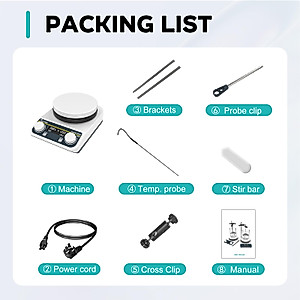 LAB FISH Laboratory Lab Magnetic Stirrer Hot Plate 280℃/ 536℉ 5 inch Digital Magnetic Mixer 3L Capacity Knob Control 200-1500rpm,Probe Sensor & Stirring Bar Included,110V