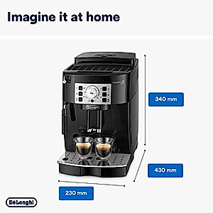 De'Longhi Magnifica S ECAM22.110.B, Coffee Maker with with Milk Frother, Automatic Espresso Machine with 2 Hot Coffee Drinks Recipes, Soft-Touch Control Panel, 1450W, Black