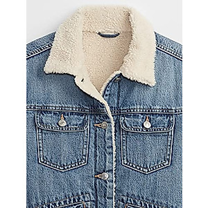 GAP womens Sherpa Icon Denim Jacket, Medium Wash, X-Large US