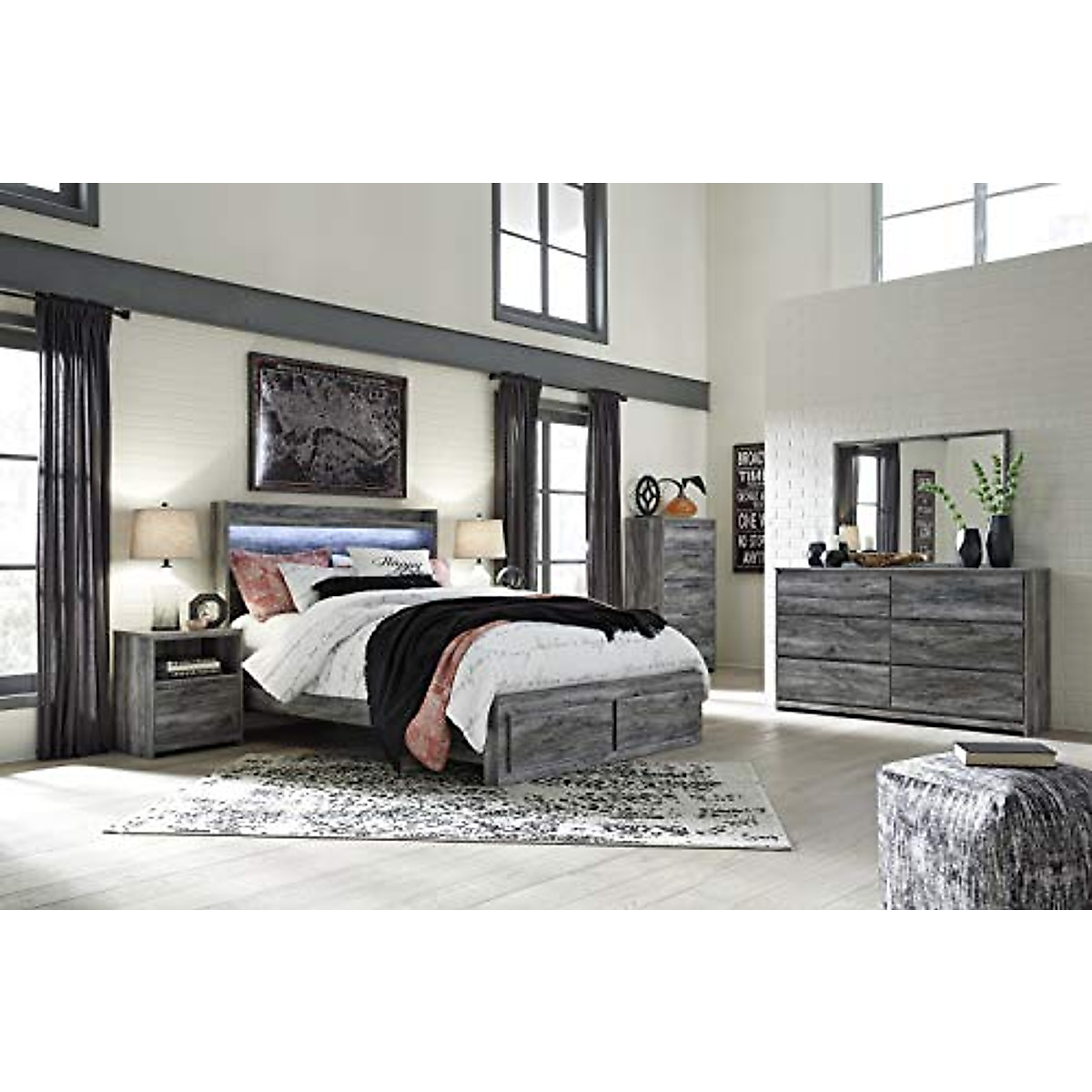 Signature Design by Ashley Baystorm Nightstand, Smoky Gray, 21.0 in x 15.0 in x 24.5 in