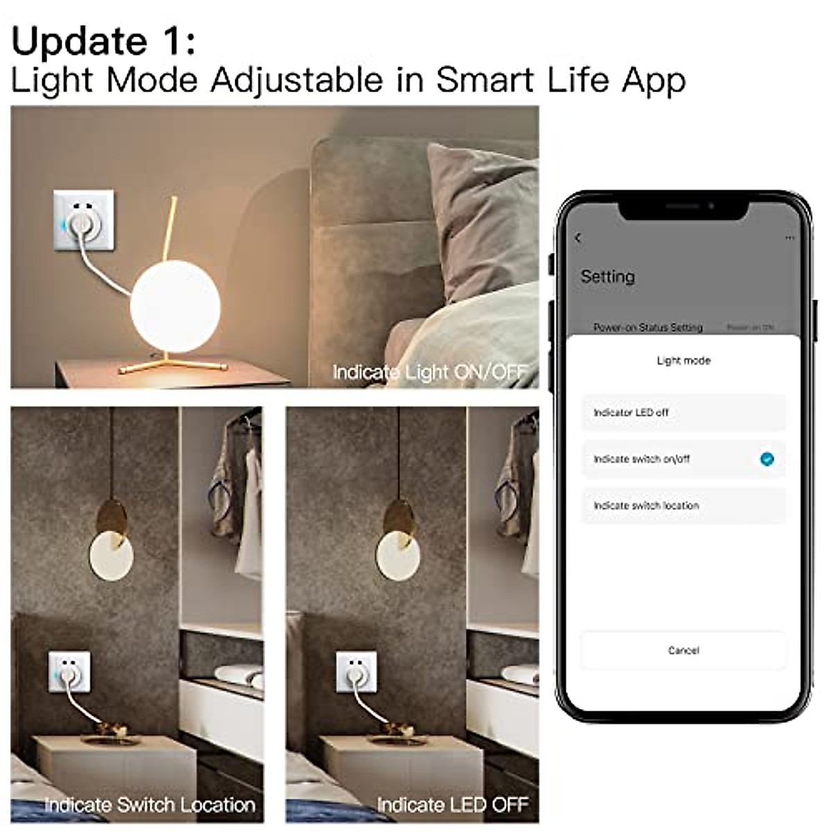 MOES Smart Dimmer Plug, Plug in Lamp Dimmer Outlet for Dimmable LED, CFL, Halogen and Incandescent Bulbs, Brightness Adjust Socket, Tuya Smart Life App Control, Work with Alexa and Google, 2.4GHz WiFi