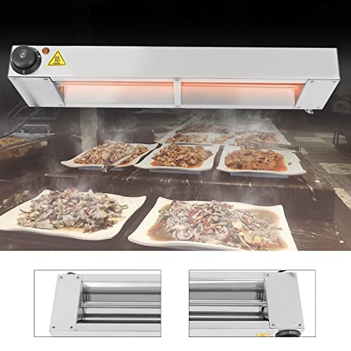 Food Heat Lamp, 24'' Food Heat Lamp, Overhead Food Warmer, Commercial Infrared Strip Heater with Cord & Plug for Restaurants Buffets Canteen Dining Hall,110V,500W