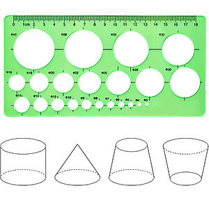 Circle Template 3 Pieces Plastic Circle and Oval Templates Measuring Templates Rulers Digital Drawing for Office and School Building Formwork Drawings Templates (Clear Green)