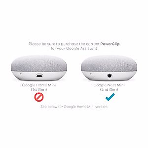 PowerClip Outlet Mount for Google Nest Mini (Chalk), Speaker Wall Hub for 2nd Generation Google Nest Smart Home Devices, Space Saving, Uses One Outlet Only, Great for Mounting Google Mini Speaker