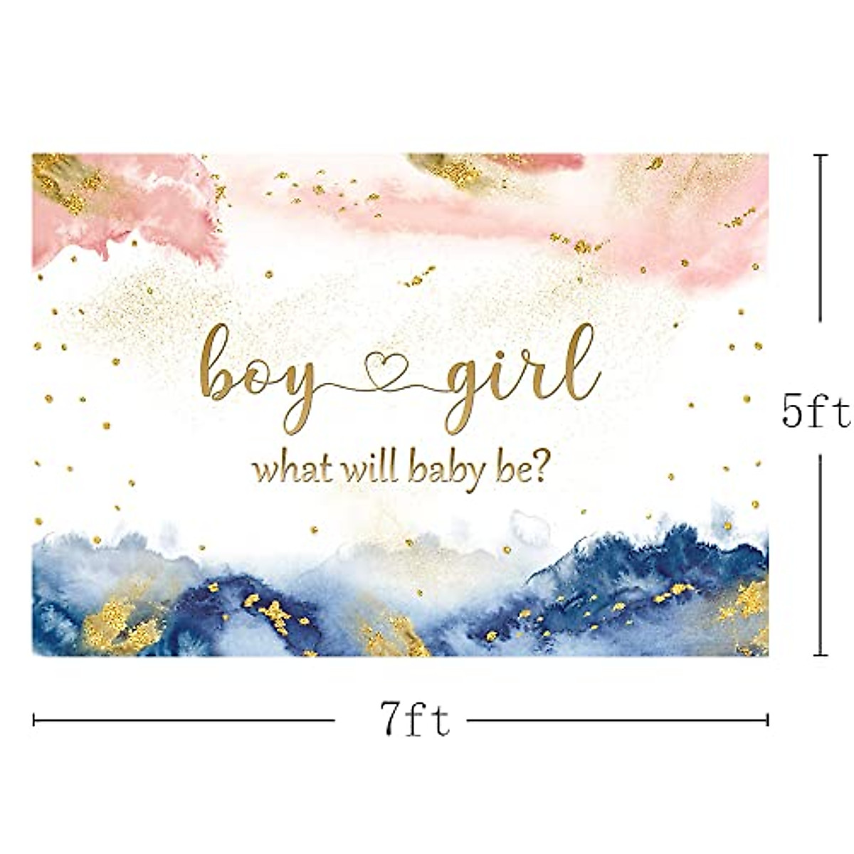 MEHOFOND 7x5ft Gender Reveal Backdrop Boy Or Girl Photography Background Watercolor Pastel Clouds Rose Gold and Royal Blue He Or She Pregnancy Reveal Surprise Party Banner Photo Studio