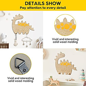 Jfbav Coat Rack Hook, Decorative Wooden Animal Dinosaur Wall Hook for Kids Bedroom, Nursery, Hallway Home Decor