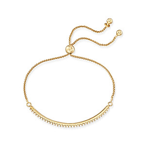 Ross-Simons 0.50 ct. t.w. Diamond Curved Bar Bolo Bracelet in 18kt Gold Over Sterling