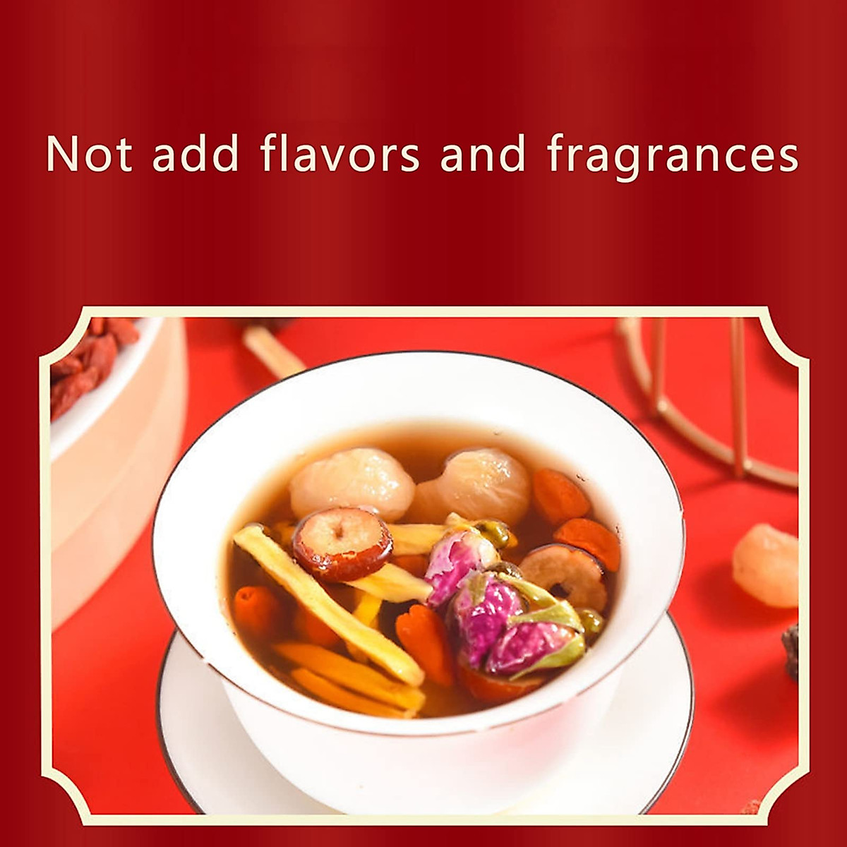 500g/17.6oz Brown Sugar Ginger Jujube Tea, with Brown Sugar Cube, Shredded Ginger, Jujube, Wolfberry, Longan, Red Rose, No Added, 20 Counts, for Women