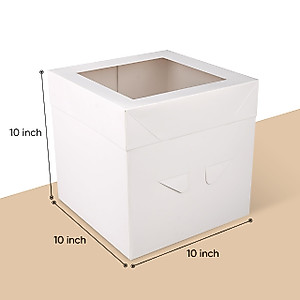 Cakebon Cake Boxes with Cake Boards Cake Boxes 10 Inch with Cake Board White (1-pack) - Cake Box With Window for Birthdays, Weddings and Parties