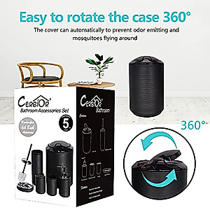 CERBIOR Bathroom Accessories Set 6 Piece Bath Ensemble Includes Soap Dispenser, Toothbrush Holder, Toothbrush Cup, Soap Dish for Decorative Countertop and Housewarming Gift, Black