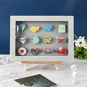 OLYCRAFT 8x11inch Pin Display Case Pin Collection Display Box Wooden Badge Storage Showcase with Velvet Cover and Iron Latch Lock Silver Clear Display Holder Board Frame for Flower Pictures Medals
