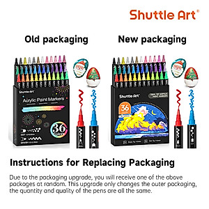 Shuttle Art 36 Colors Dual Tip Acrylic Paint Markers, Brush Tip and Dot Tip Acrylic Paint Pens for Rock Painting, Ceramic, Wood, Canvas, Plastic, Glass, Stone, Calligraphy, Card Making, DIY Crafts
