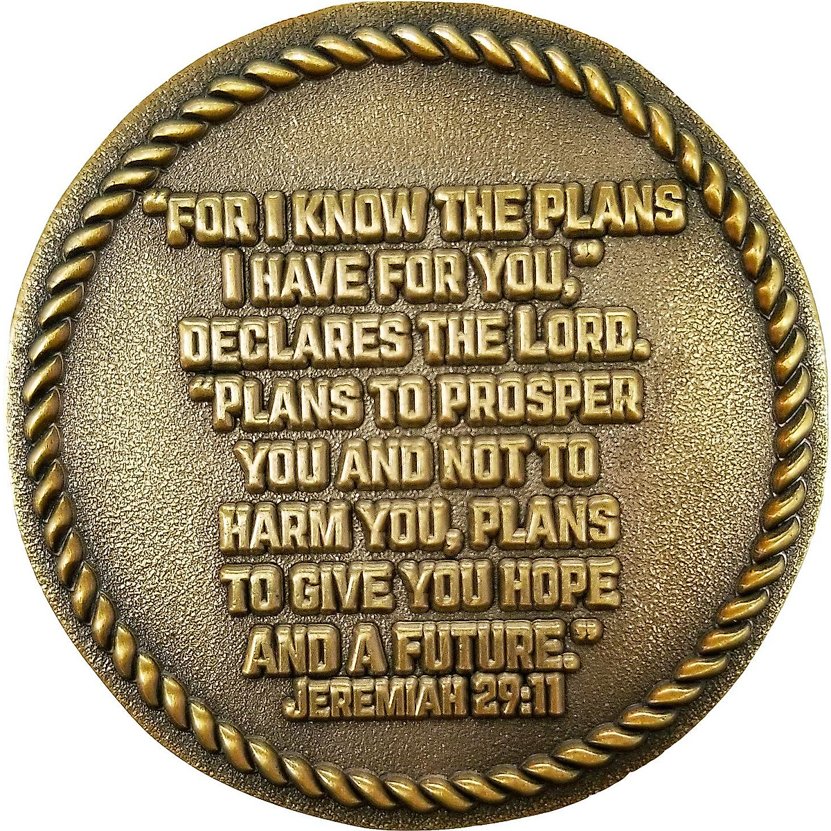 Anchored in Christ, The Lord is My Rock, I Know The Plans I Have for You, Antique Gold Plated Challenge Coin, Jeremiah 29:11 Graduation Gift