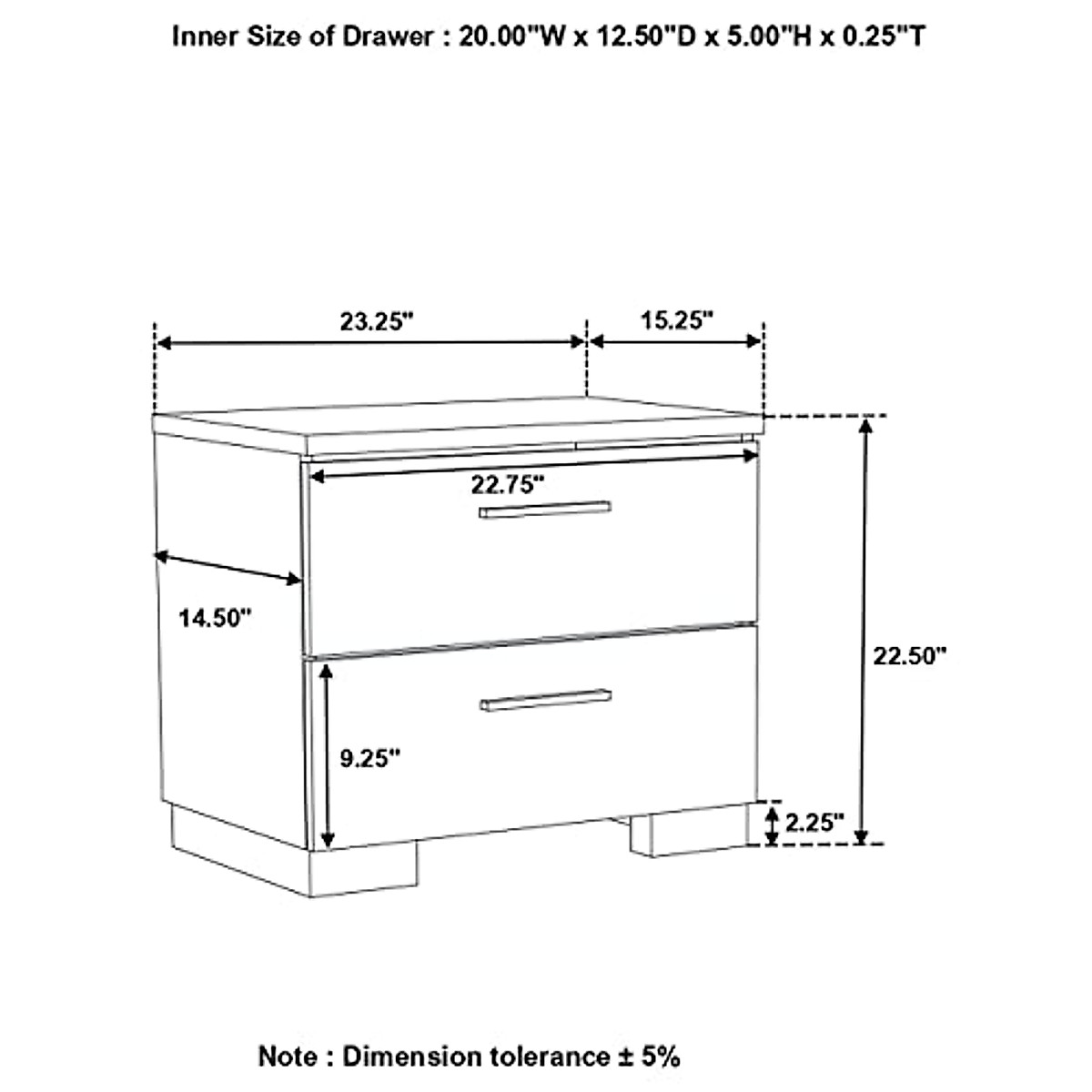 Coaster Home Furnishings Felicity 2-Drawer Nightstand Glossy White