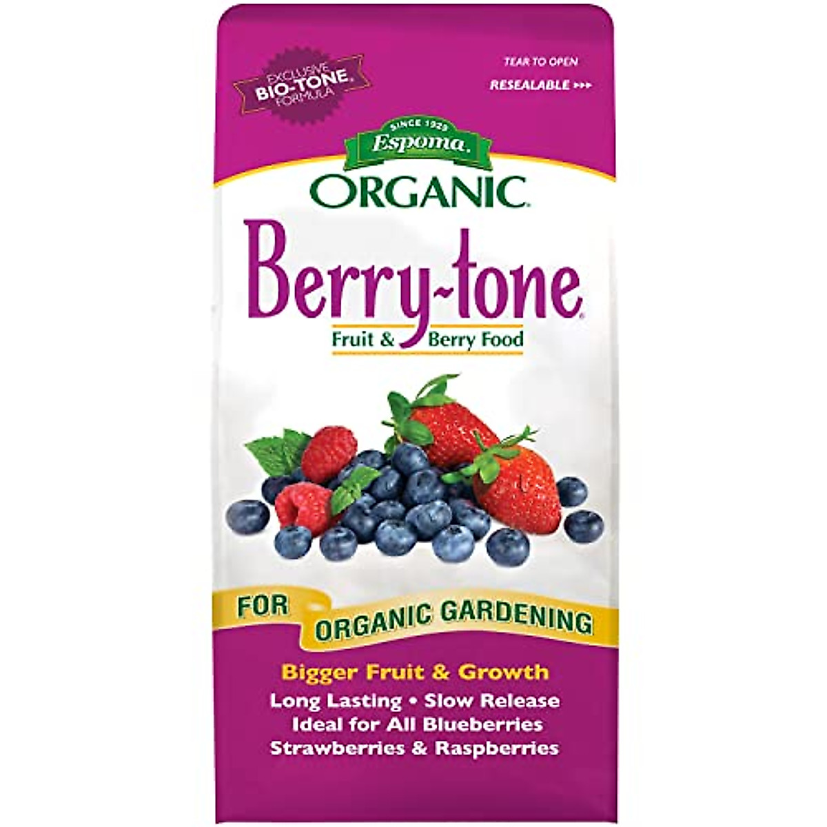 Espoma Organic Berry-Tone 4-3-4 Natural & Organic Fertilizer and Plant Food for All Berries. 4 lb. Bag. Use for Planting & Feeding to Promote Bountiful Harvest - Pack of 2