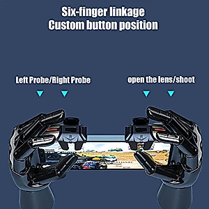 6 Trigger PUBG Mobile Controller,Mobile Game Controller for PUBG with 6 Trigger for Call of Duty/Fortnite/Knives Out/Rules of Survival,Mobile Triggers for 6 Fingers Compatible with iPhone Android iPad