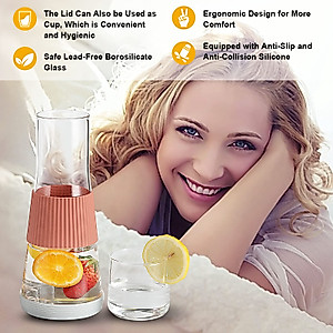 LYSTAR Glass Water Bottles, Bedside Water Carafe and Glass Set,Transparent Glass Cups Are Also Lids. Silicone Coasters, Mouthwash Dispenser for Bathroom, Heat Cold Resistance Juice Glass (30oz/850ml)