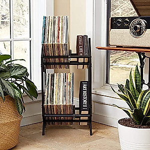 MODERN VINYL Record Holder - Matte Black Metal - 160-200 LP Storage - Simple, Quick Assembly - Vinyl Display, Storage - High-End Design - Protects Vinyl - Organize Albums - Book, Magazine, Files