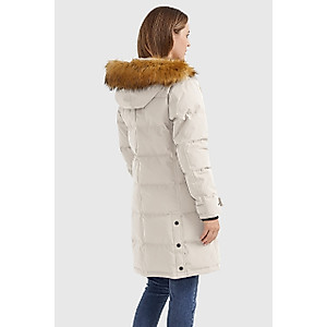 Orolay Women's Thickened Down Coat with Adjustable Hood Warm Winter Jacket Beige