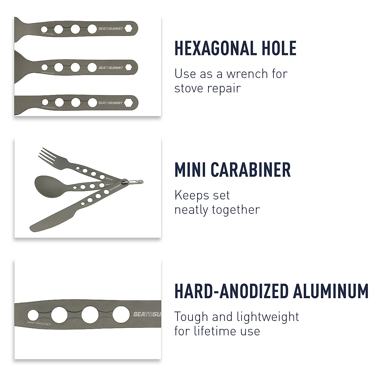 Sea to Summit Alpha Set Camping Cutlery Set with Knife, Fork, and Spoon