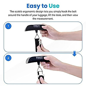 Etekcity Luggage Scale, Travel Essentials, Digital Suitcase Weight Scales for Travel Accessories, Hanging Baggage Scale with hook, 110 Pounds, Battery Included, Silver
