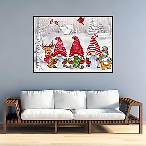 lmedbr Christmas Gnomes Diamond Painting Kits, Winter Gnomes Diamond Art Kits for Adults,DIY 5D Round Full Drill Gnome Gem Art Kit,Rhinestones Crystal Arts & Crafts Home Wall Decor Gift 16x12 Inch