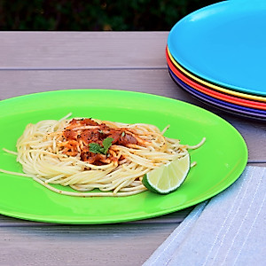 Youngever 9 Pack 12 Inch Plastic Plates, Large Plates, Dinner Plates, Set of 9 (Rainbow Colors)