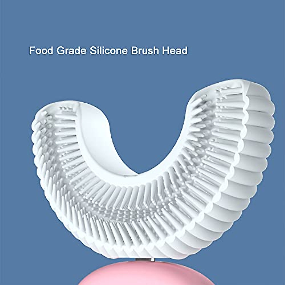 FLINEVE Manual Toothbrush with U-Shaped Bristles Food Grade Silicone Toothbrush Head for Kids 2-7 Years (Blue)