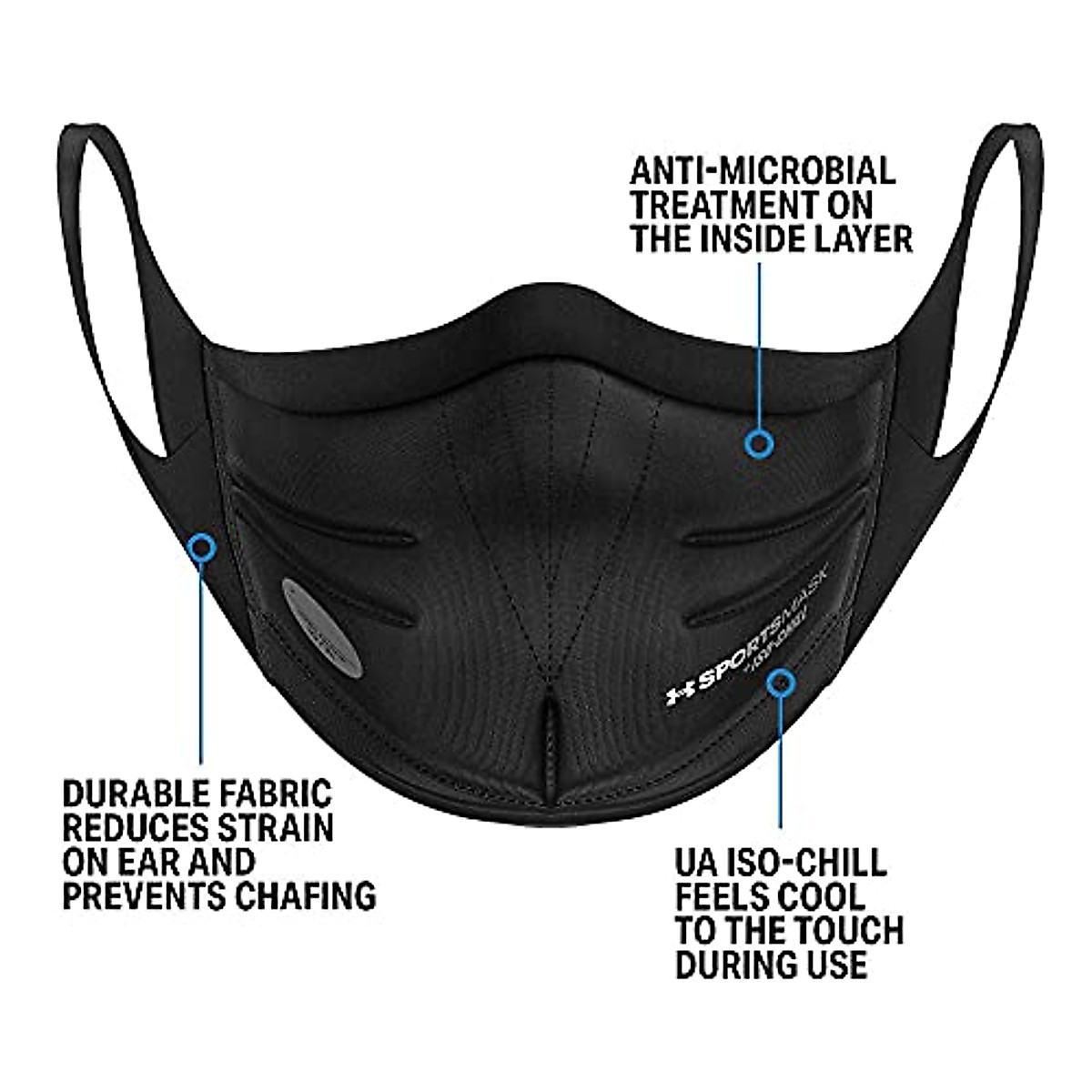 Under Armour Adult Sports Mask , Black (002)/Silver Chrome, Small/Medium