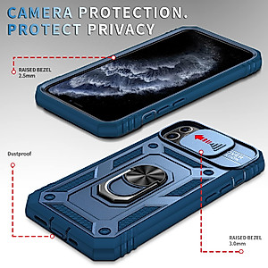 DAWEIXEAU Case for iPhone 11 Pro, Shockproof Impact Resistant with Slide Lens Protective Cover Case for iPhone 11 Pro (5.8 inch) (Blue)